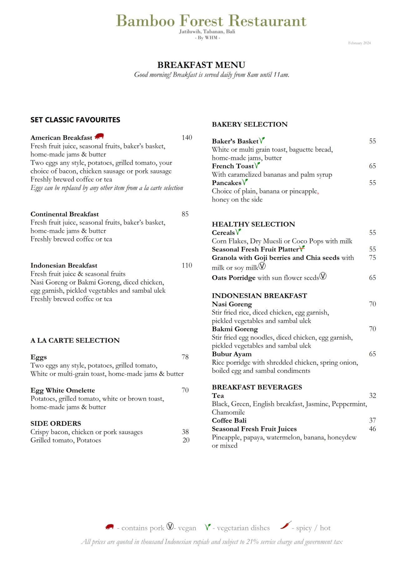 Breakfast - Bamboo Forest Restaurant by WHM - Waka Hotel and Resorts